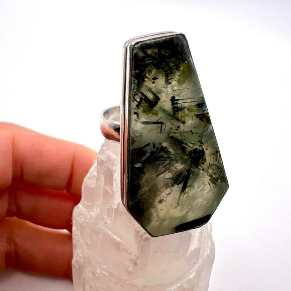 Jewelry | 925 Moss Prehnite Coffin Ring 8 | Poshmark